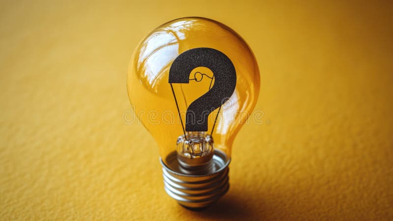 A Simple Light Bulb with a Question Mark Symbol on it, Perfect for ...