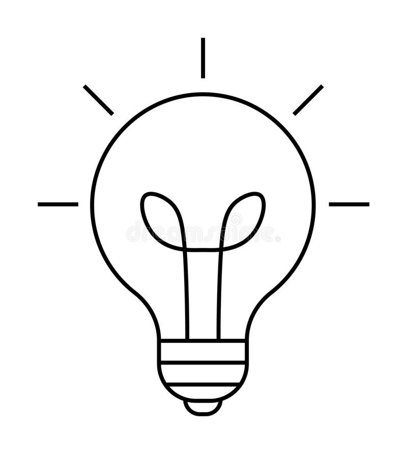 Simple Light Bulb with Radiating Lines Representing Idea and Creativity ...