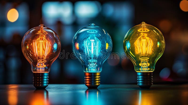 Simple Light Bulb S with a Colorful Pallet of Different Hues on a ...