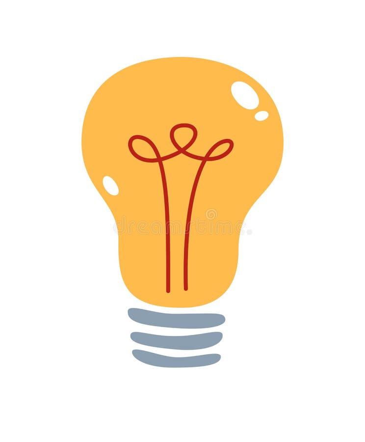 Simple Light Bulb Vector Flat Drawing Stock Vector - Illustration of ...