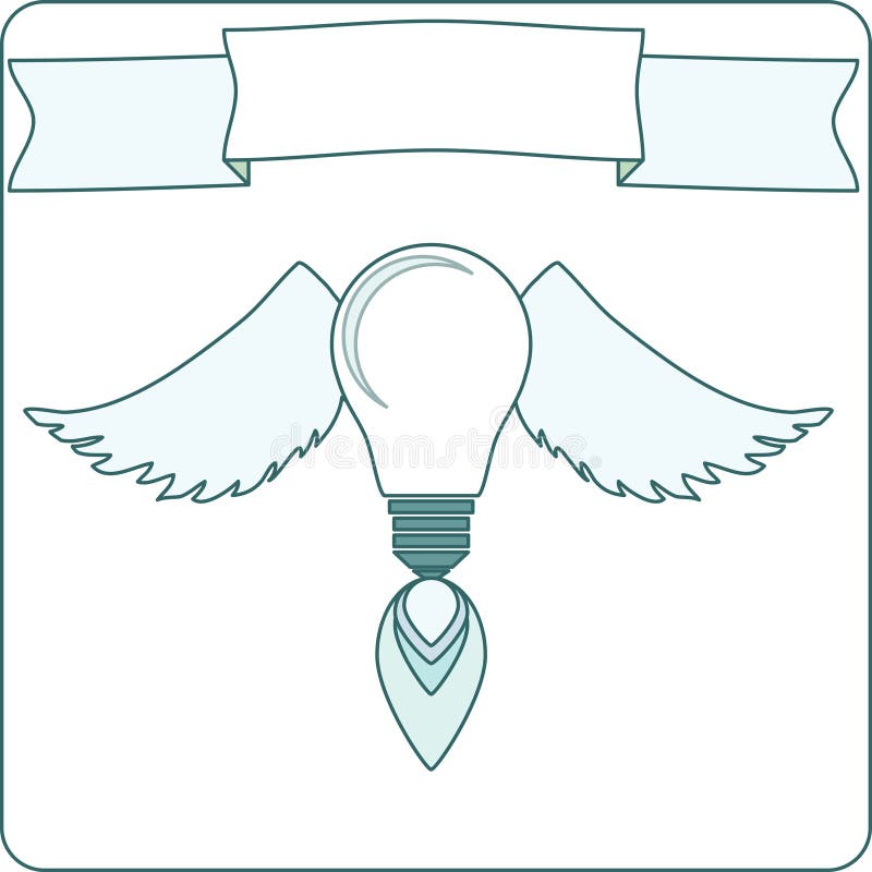 Simple Light Bulb with Wings, Flame and Banner . Stock Vector ...
