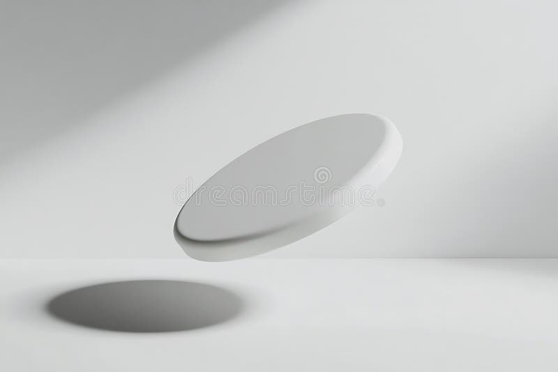 Simple Light Gray Oval Platform Levitating in a Clean Neutral Studio ...