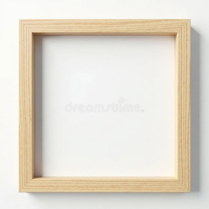Simple, Light Oak Wood Frame, Pure White Backdrop, Empty, Light Stock ...