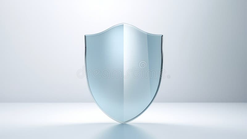 A Simple Light Transparent Blue Shield on White Background Stock ...