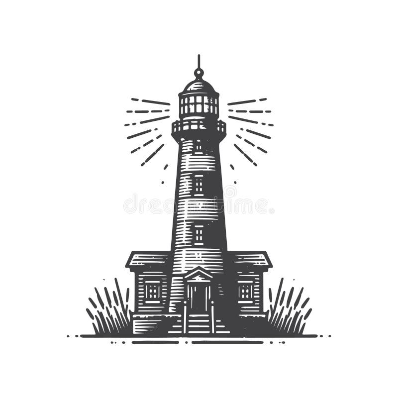 Simple Lighthouse Front View Vector Vintage Retro Logo Illustration ...