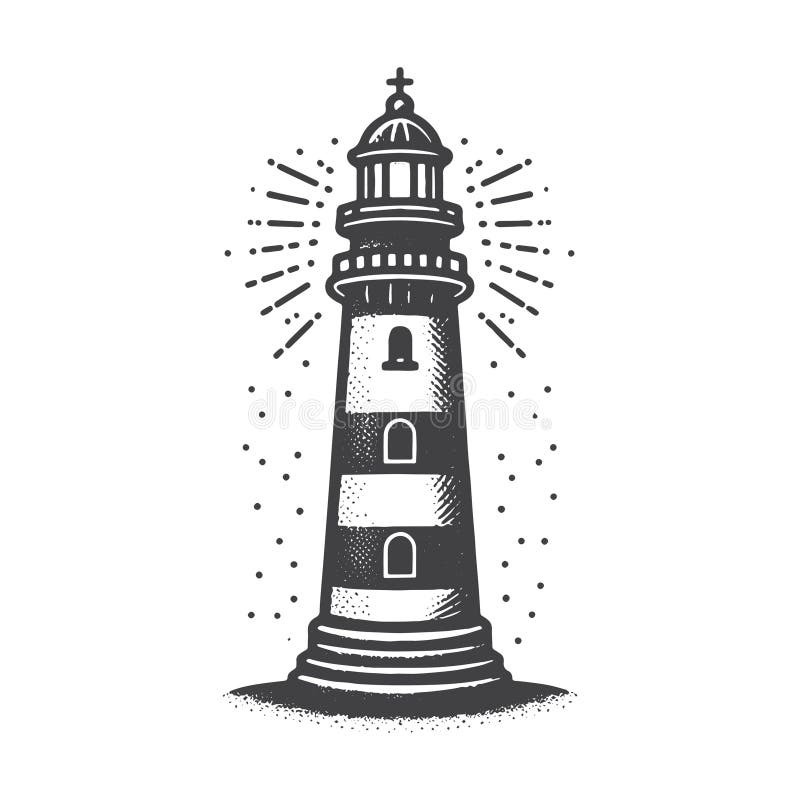 Simple Lighthouse Front View Vector Vintage Retro Logo Illustration ...