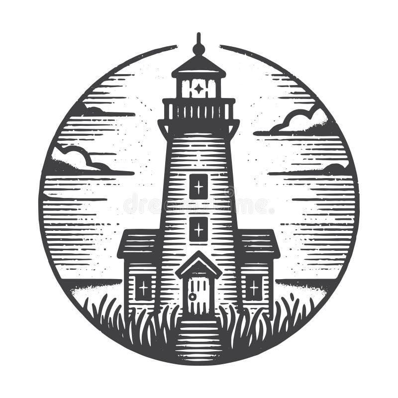 Simple Lighthouse Front View Vector Vintage Retro Logo Illustration ...