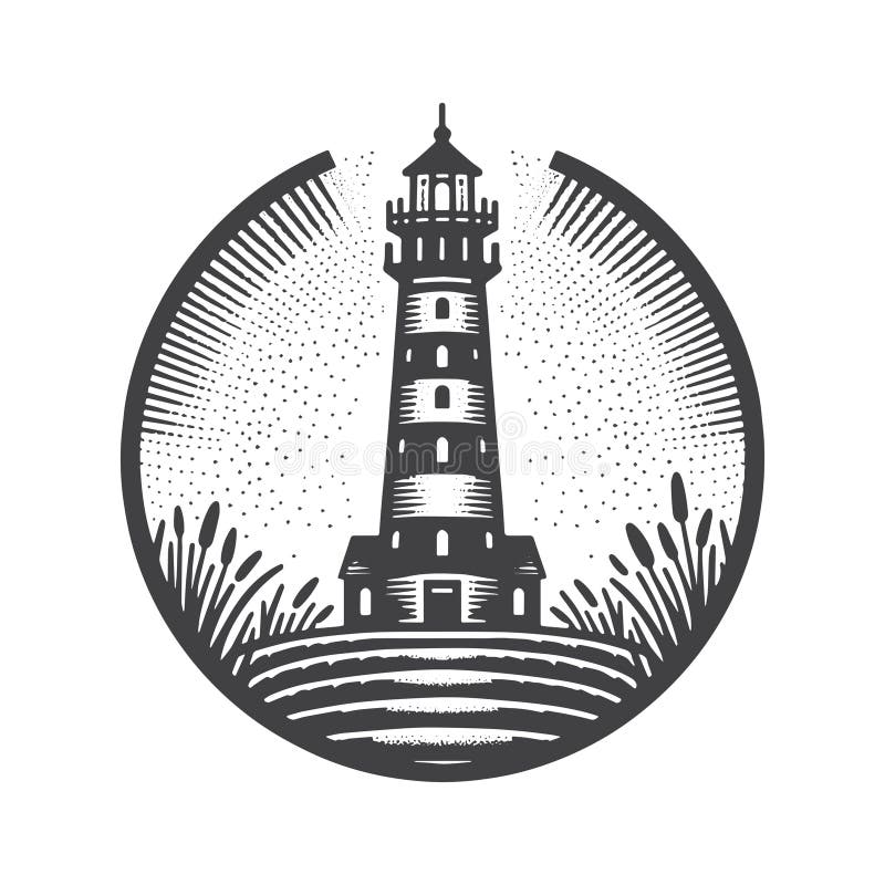 Simple Lighthouse Front View Vector Vintage Retro Logo Illustration ...