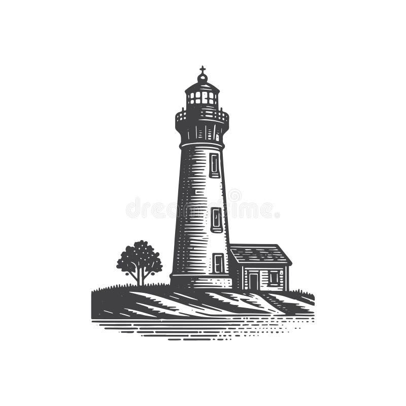 Simple Lighthouse Side View Vector Vintage Retro Logo Illustration ...