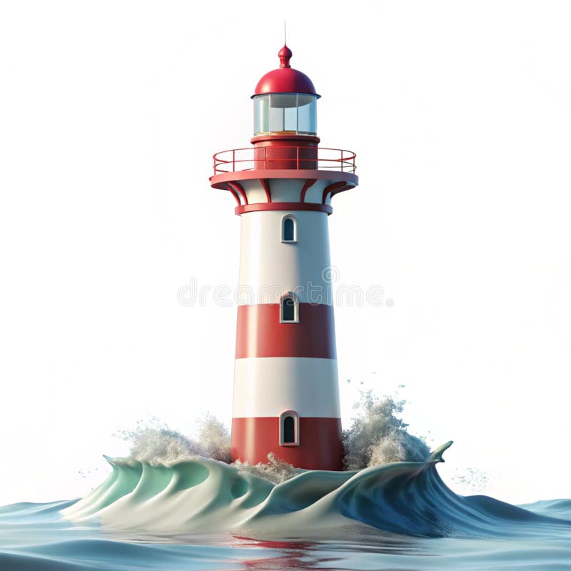 Simple Lighthouse with Waves Stock Illustration - Illustration of ...