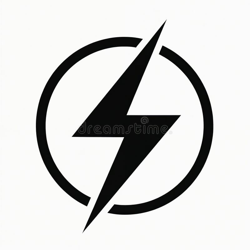 Simple Lightning Bolt Icon in the Circle. Electric Power, Energy or ...