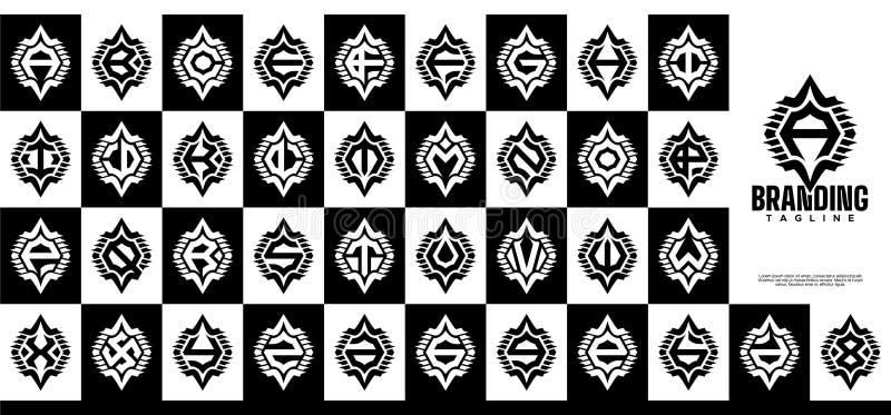 Simple Line Abstract Initial a-Z Letter Logo Set Stock Vector ...