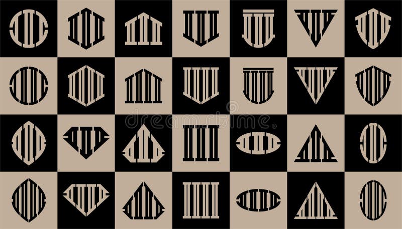 Simple Line Abstract Shape Letter I III IIII Logo Design Set Stock ...