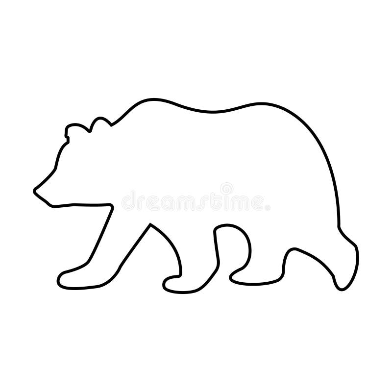Simple Line Art Bear Silhouette Illustration Stock Illustration ...