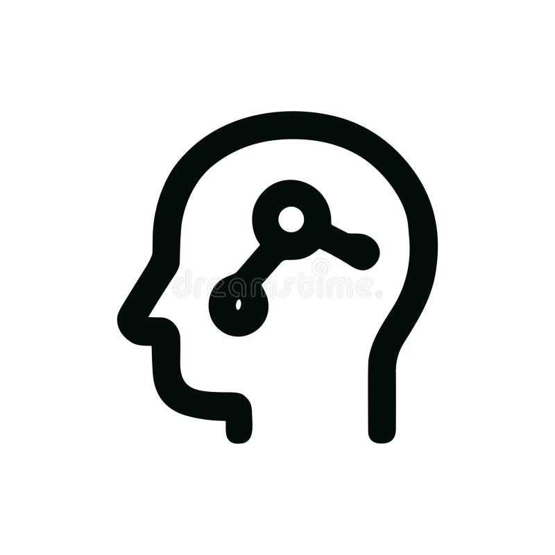 Simple Line Art Brain Lock Mechanism Icon Stock Illustration ...