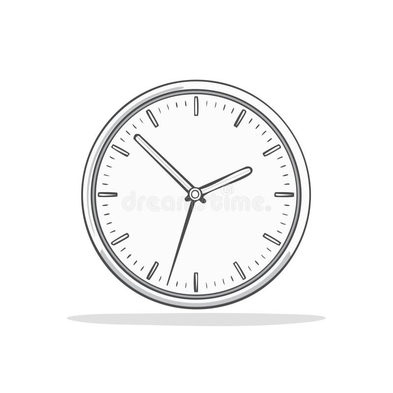 Simple Line Art Clock Face Indicating Time with Hour and Minute Hands ...
