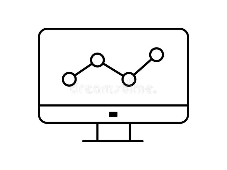 Simple Line Art of a Computer Screen Displaying a Positive Trend Graph ...