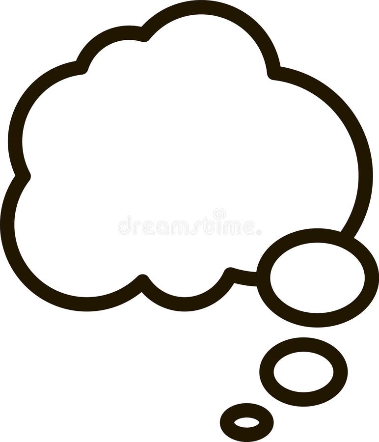 Simple Line Art Depicts an Empty Thought Bubble with Three Small ...