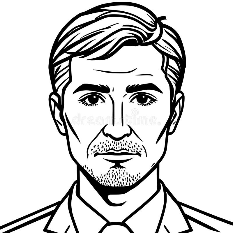 Simple Line Art Icon of a Determined Man. Stock Vector - Illustration ...