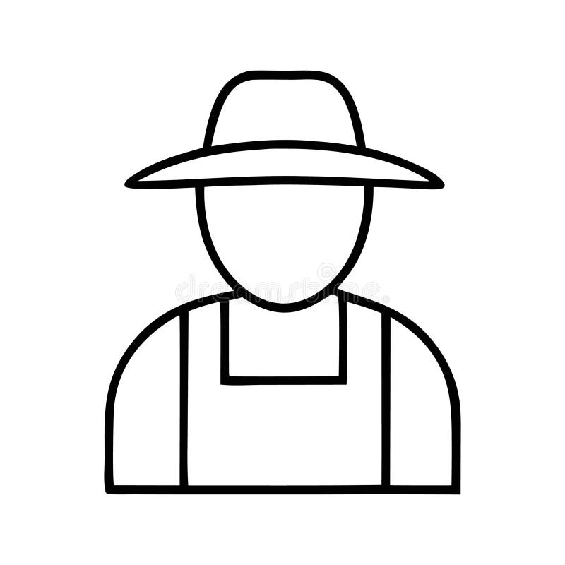 Simple Line Art Icon of a Farmer Stock Illustration - Illustration of ...