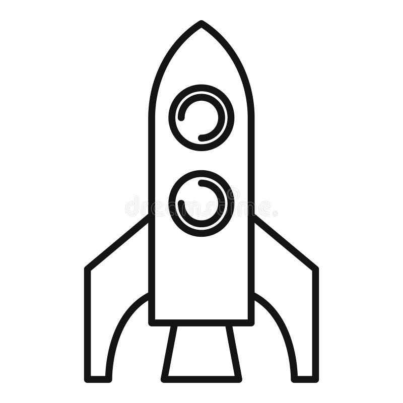 Simple Line Art Icon of a Spaceship Launching Stock Illustration ...