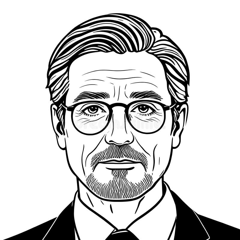 Simple Line Art Icon of a Visionary Man. Stock Vector - Illustration of ...