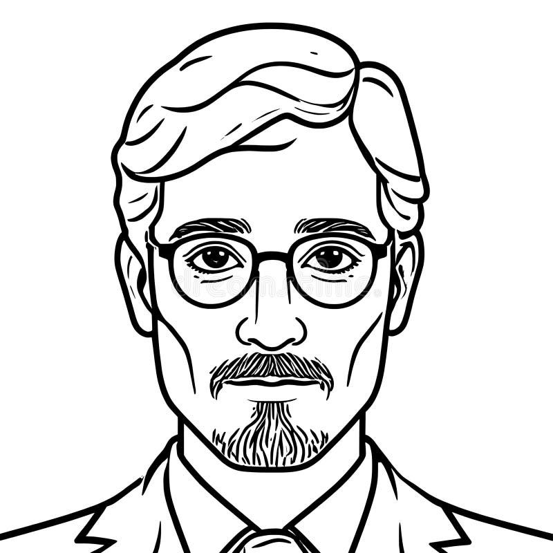 Simple Line Art Icon of a Visionary Man. Stock Vector - Illustration of ...