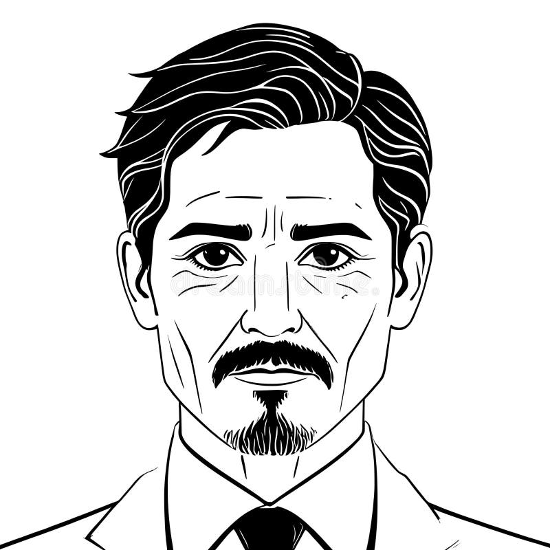 Simple Line Art Icon of a Visionary Man. Stock Illustration ...