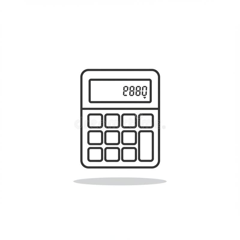 Simple Line Art Illustration of a Basic Calculator. Features a ...