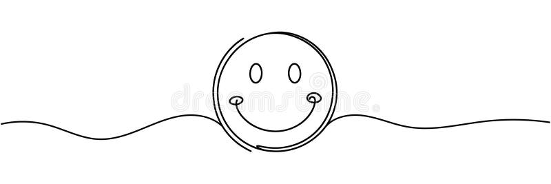 Simple Line Art Illustration of a Laughing Face Emoji on a White ...