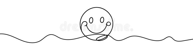 Continuous Line Drawing of a Laughing Face Emoji Stock Vector ...