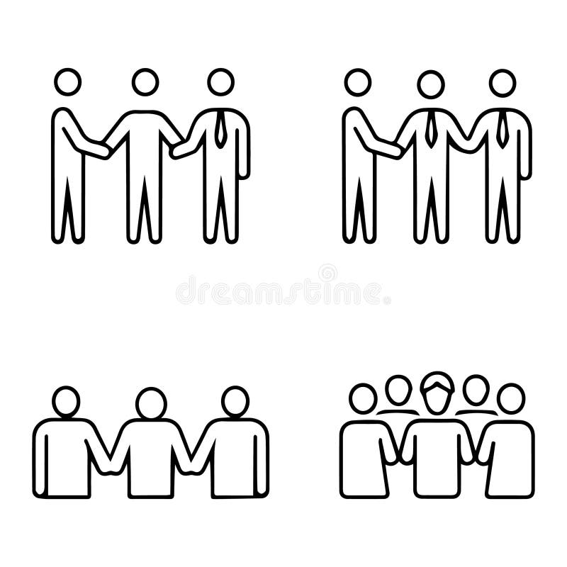Simple Line Art Illustrations of Teamwork and Collaboration Stock ...