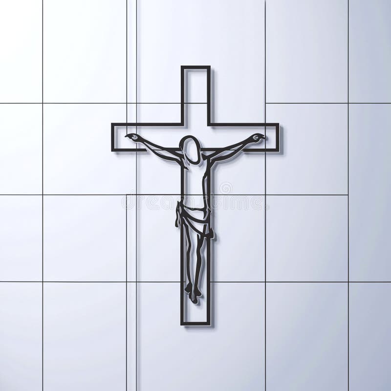 Simple Line Art of Jesus on Cross Stock Illustration - Illustration of ...