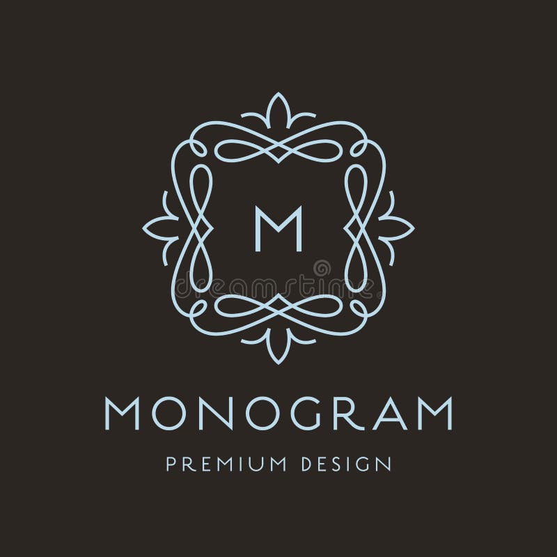 Set of Simple Line Art Monogram Logo Design Stock Vector - Illustration ...