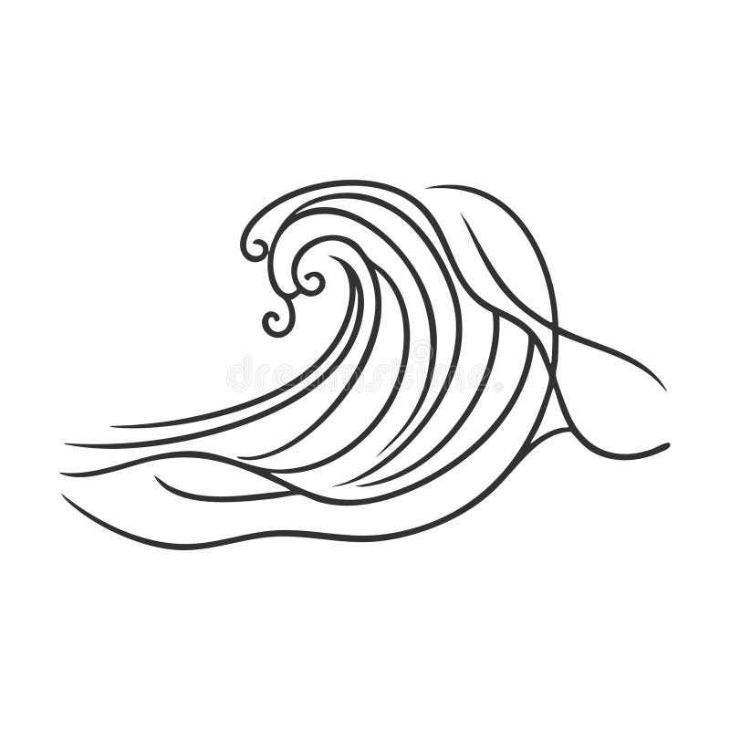 Simple Line Art of an Ocean Wave Design. Stock Illustration ...