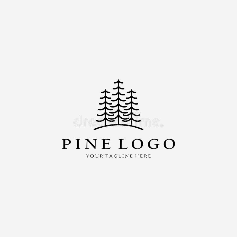 Simple Line Art Pine Tree Logo Vector Illustration Design Linear ...