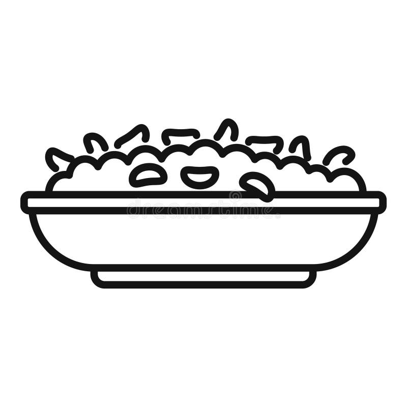 Simple Line Art of a Rice Bowl Stock Vector - Illustration of meal ...