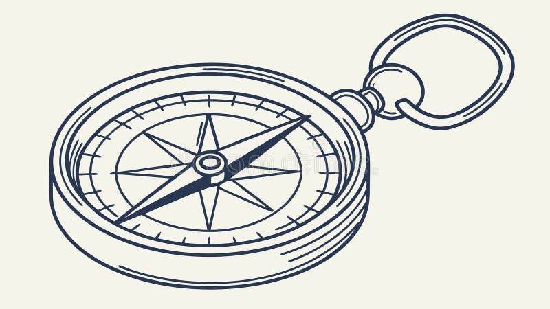 Simple Line Art Sketch of a Navigation Compass, Vector Design ...
