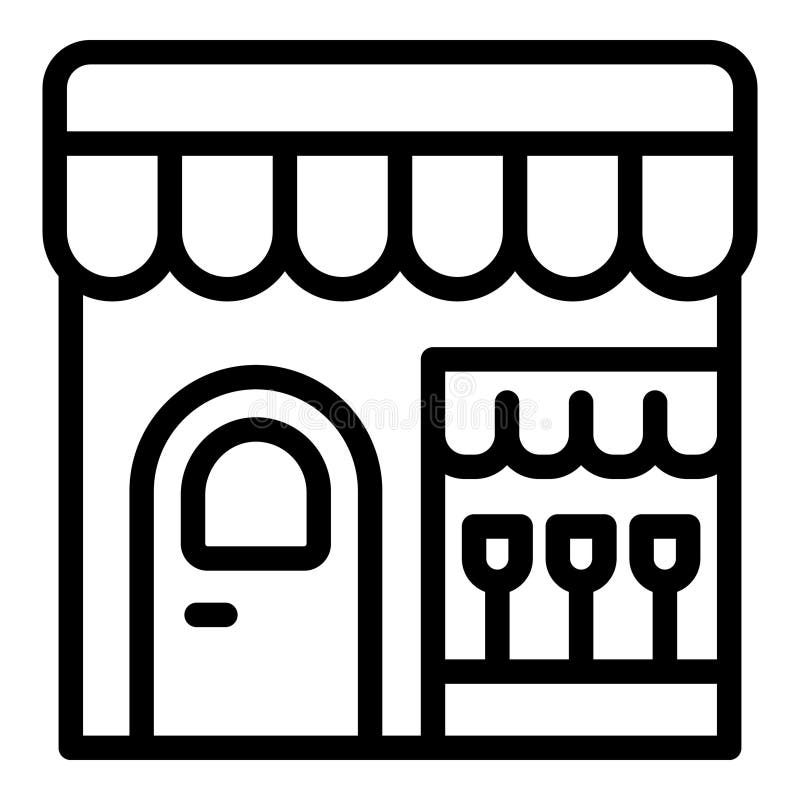 Simple Line Art of a Storefront Stock Vector - Illustration of display ...