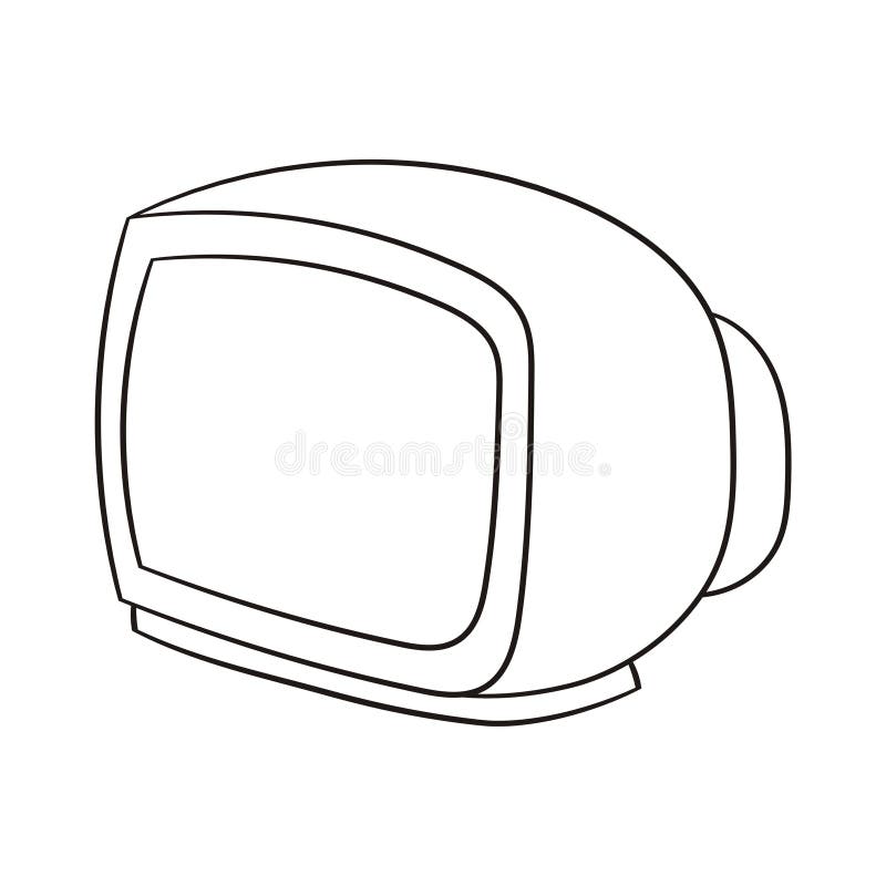 Simple Old Television Vector Illustration, Colored Linear Style Stock ...