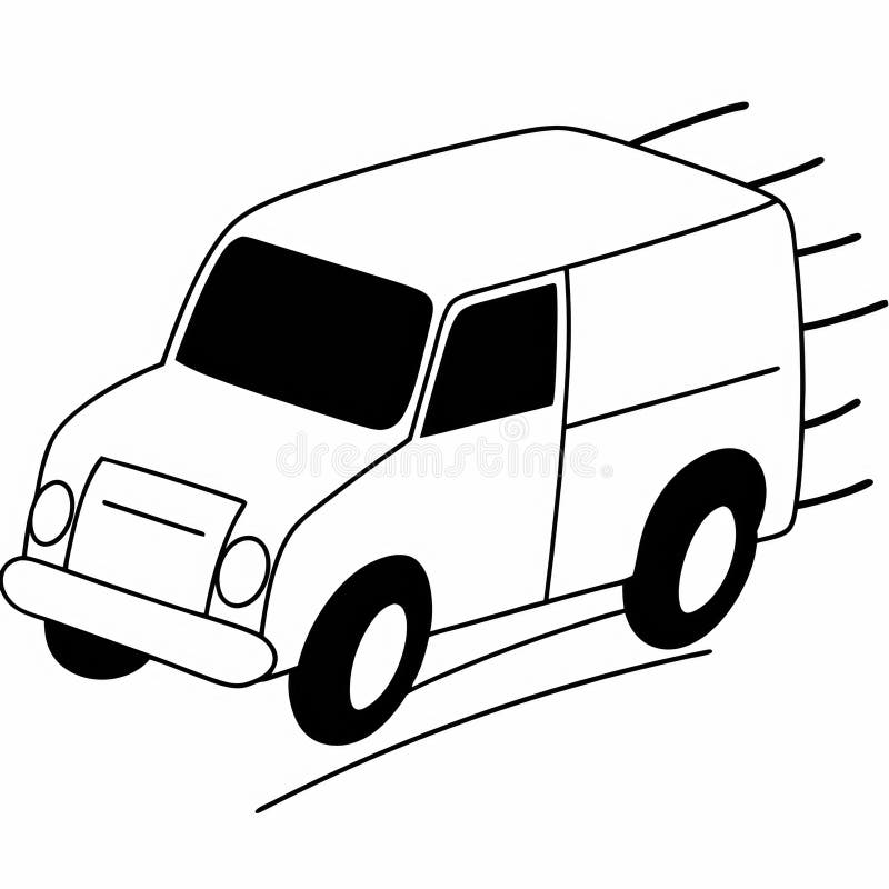 Simple Line Art Van with Motion Lines Representing Speed Stock ...