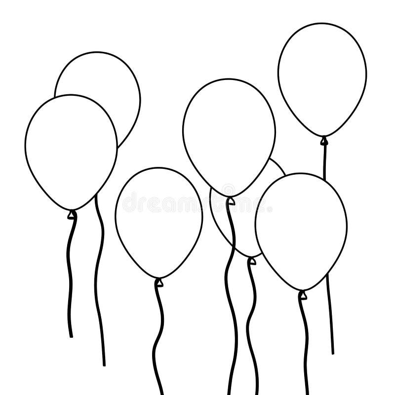 Simple Balloons Line Art stock illustration. Illustration of images ...
