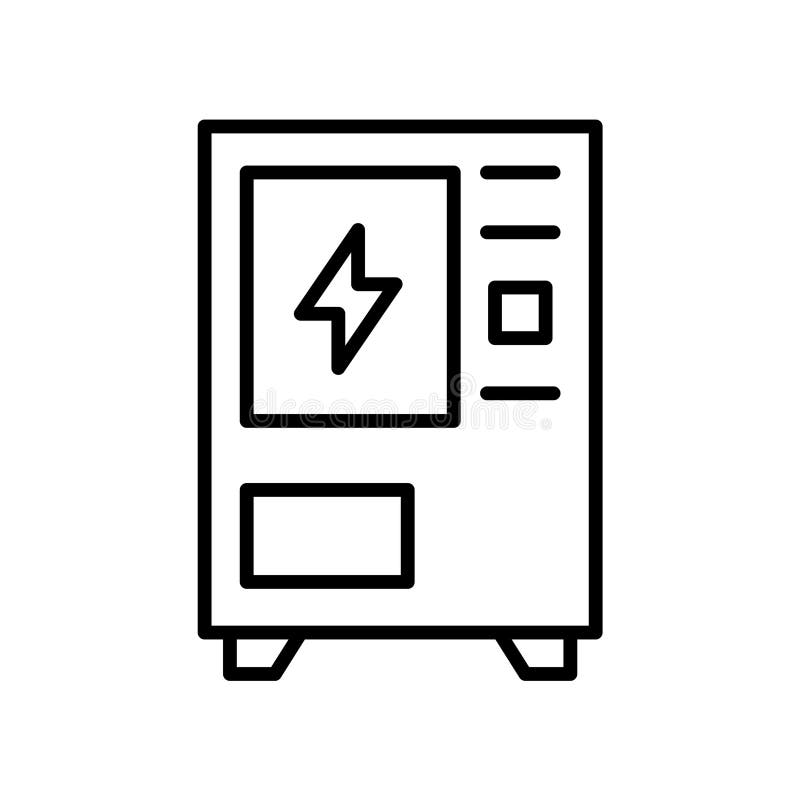 Simple Line Art of a Vending Machine with Lightning Bolt Symbol Stock ...