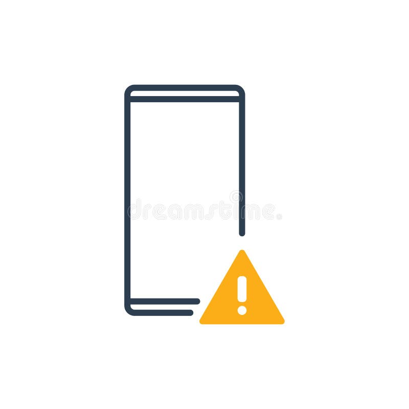 Simple Line of Cell Phone Vector Icon - Error Exclamation Stock Vector ...