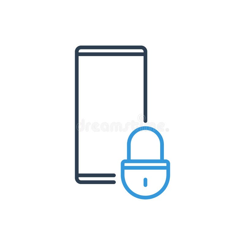 Simple Line of Cell Phone Vector Icon - Security Lock Key Stock Vector ...