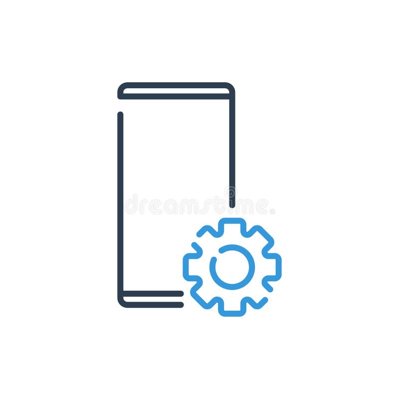 Simple Line of Cell Phone Vector Icon - Phone Settings Stock Vector ...