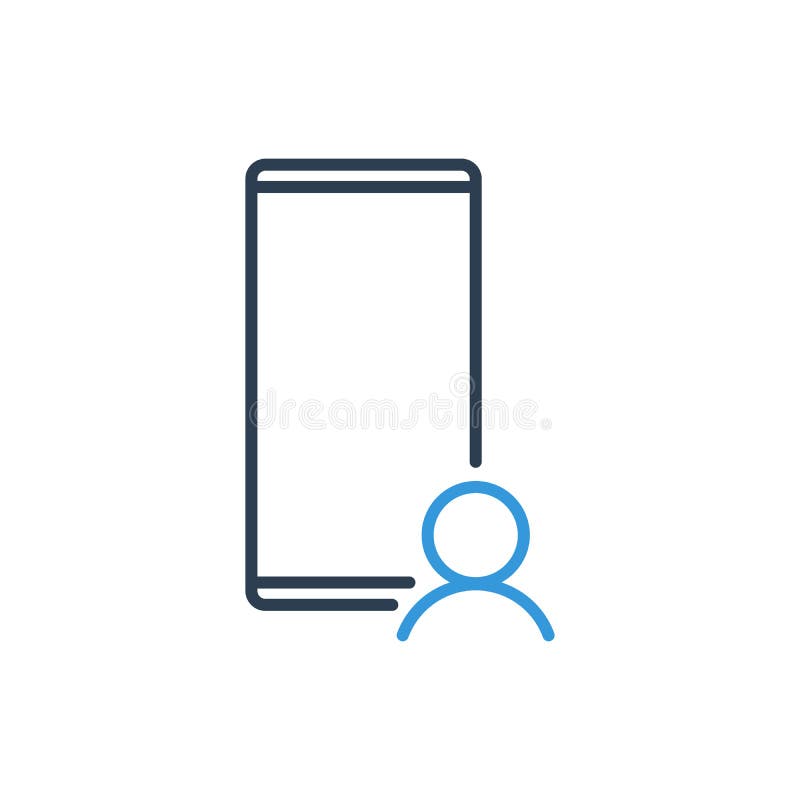 Simple Line of Cell Phone Vector Icon - User Account Profile Stock ...