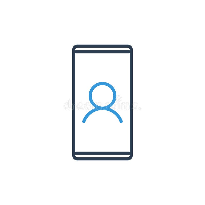 Simple Line of Cell Phone Vector Icon - User Account Profile Stock ...