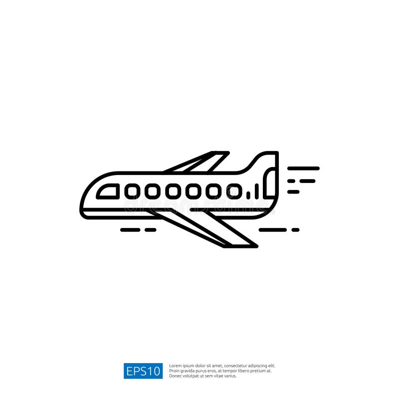 A Simple Line Drawing of an Airplane in Motion, Symbolizing Travel and ...