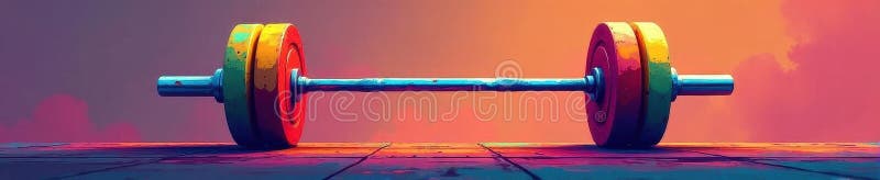 Simple Line Drawing of Barbell Weights, Flat Style, Athlete, Training ...